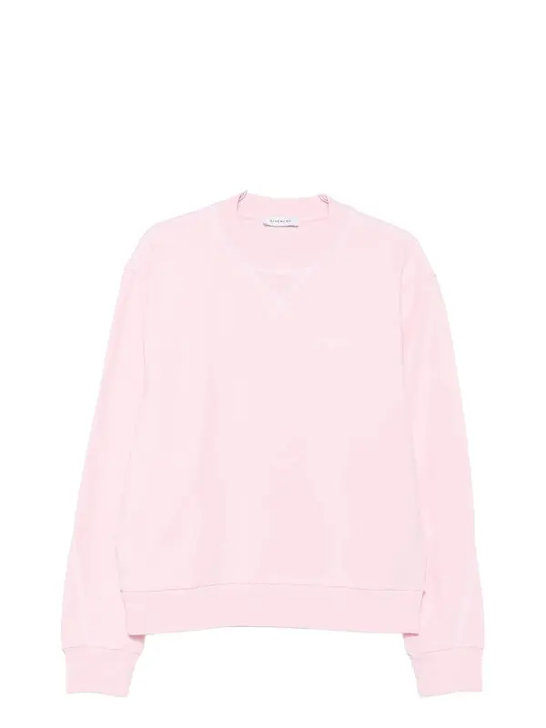 Givenchy Crewneck Sweatshirt With Mini Embroidered Signature - Rosa