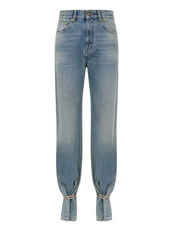 DARKPARK Straight Leg Jeans With Jewel Detail - Light Blue