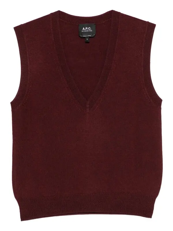 A.p.c. V-neck Virgin Wool Vest - Rosso