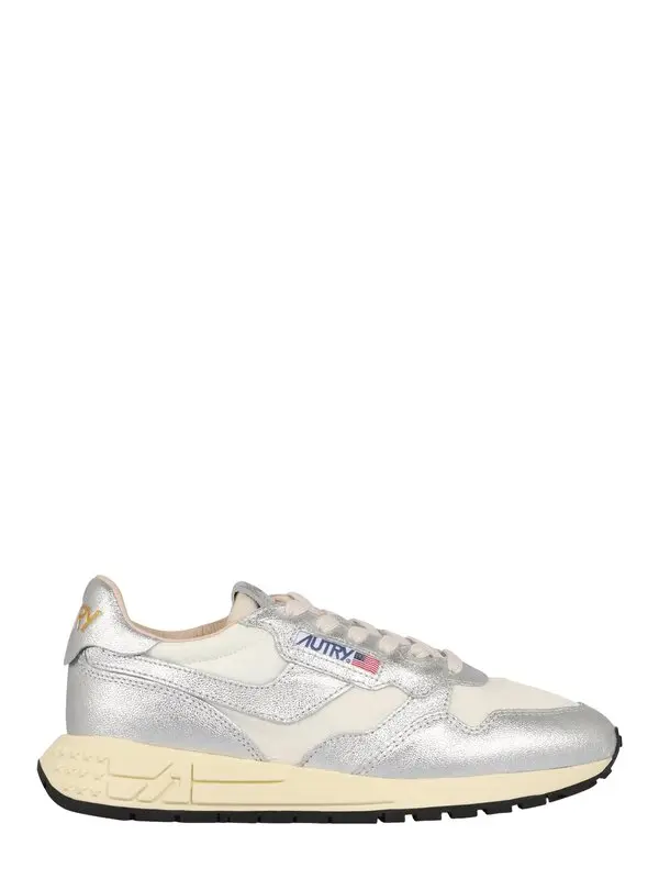 AUTRY Reelwind Low-top Sneakers With Leather Inserts - Silver