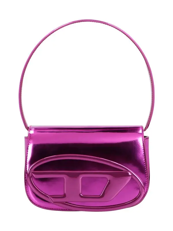 DIESEL® Metallic Leather Mini Shoulder Handbag With Oval D Logo - Fuchsia