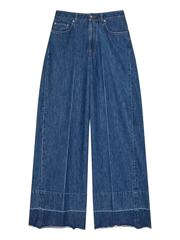 Givenchy Mid-rise Wide-leg Jeans With Contrast Leather Label - Blu