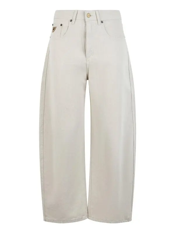 LOIS High-waisted Wide Leg Cotton-linen Blend Jeans - Sand