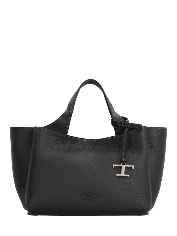 TOD`S Tod's Pebbled Calfskin Mini Leather Handbag - Black
