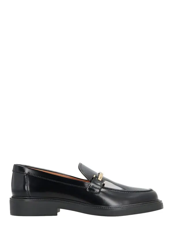 TOD`S Tod's Gold-tone Detail Leather Loafers - Black