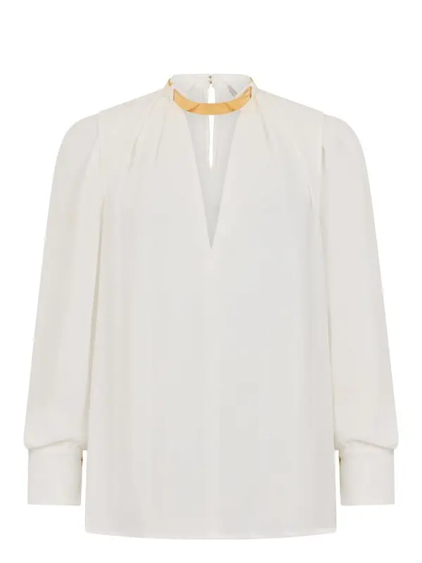 Elisabetta Franchi Viscose Blouse With Jewel Collar - White