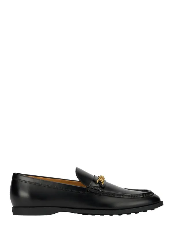 TOD`S Tod's Calfskin Loafers With Oval T-buckle Detail - Black