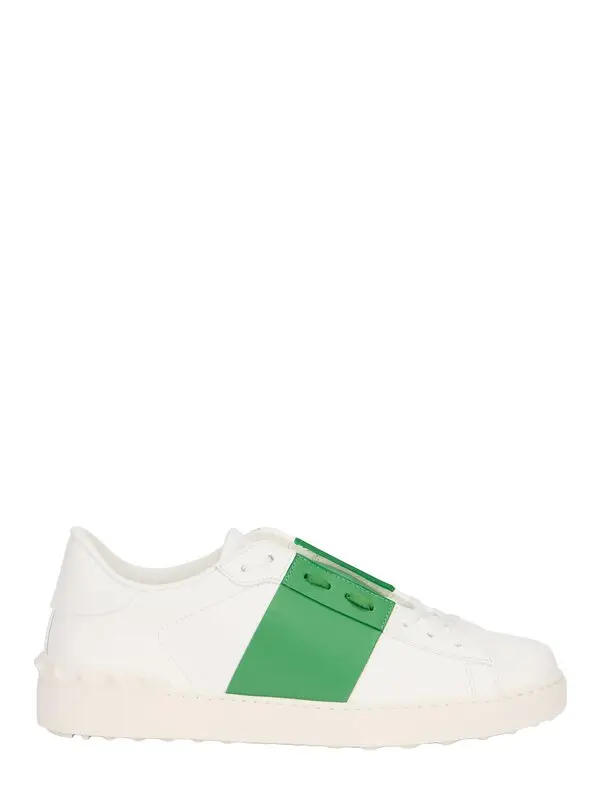 Valentino Garavani Open Leather Sneakers With Wide Side Stripe - White