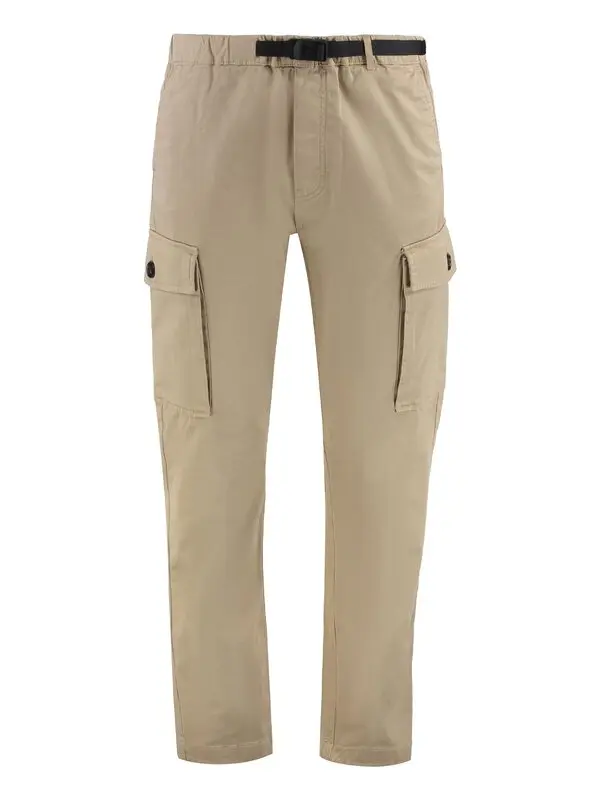 Woolrich Belted Cotton Cargo Trousers - Beige