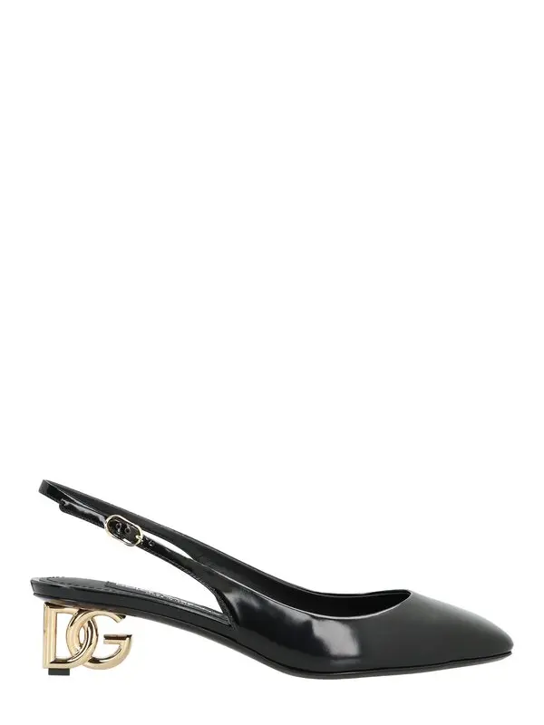 Dolce & Gabbana Jackie Slingback Pumps With Gold Heel - Black
