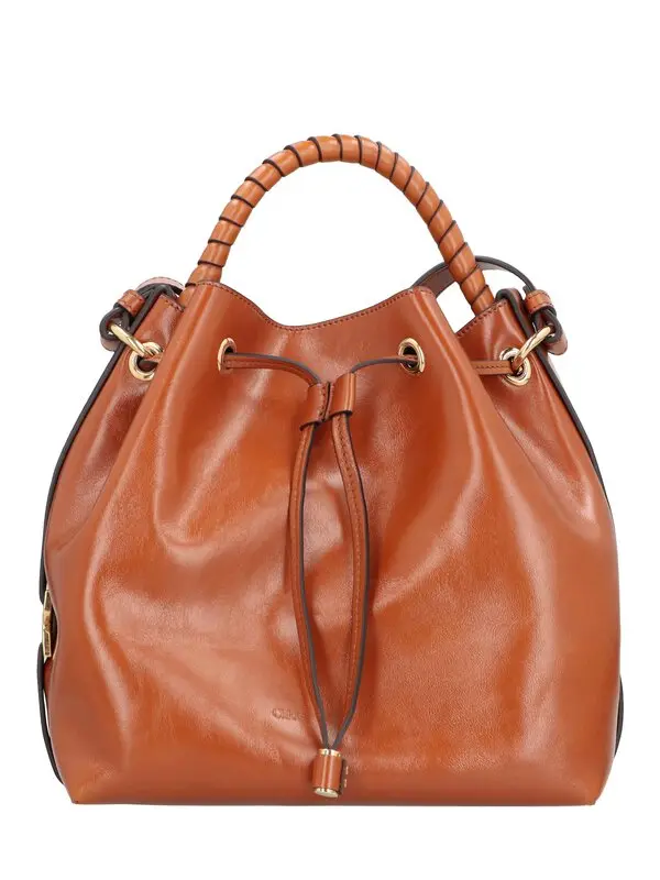 Chloé Marcie Mini Leather Bucket Bag - Saddle Brown
