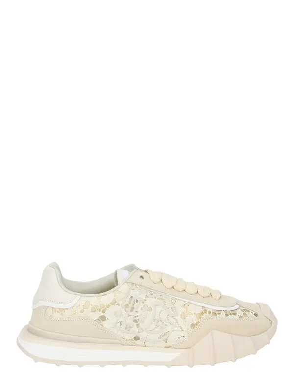 Dolce & Gabbana Lace Insert Low-top Sneakers - Beige