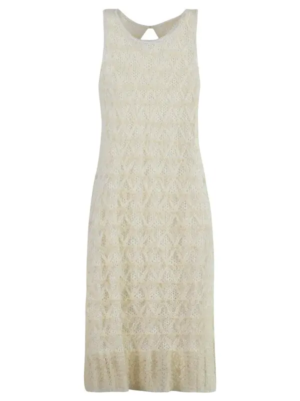Chloé Silk-cashmere Viscose Slip Dress With Keyhole Back - Panna