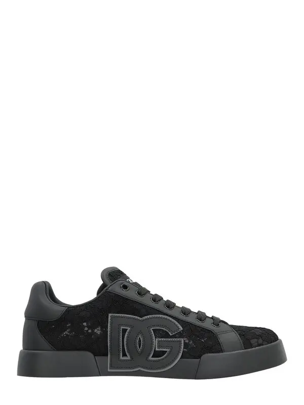 Dolce & Gabbana Taormina Lace Low-top Sneakers - Black