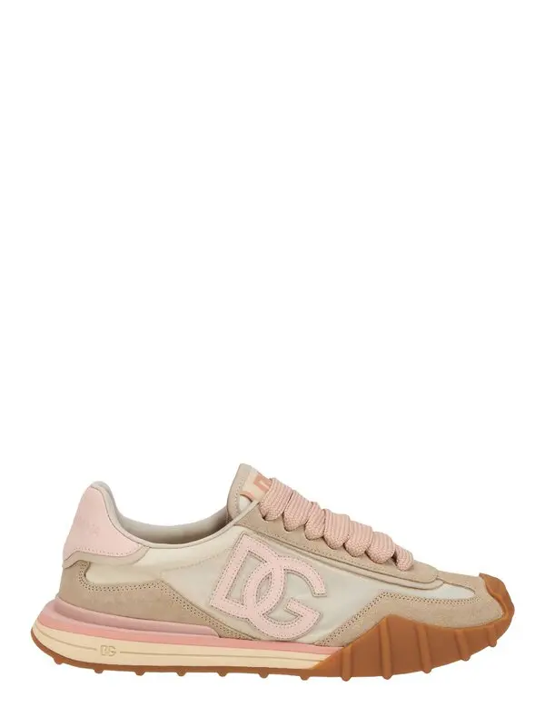 Dolce & Gabbana Lightweight Fabric Athletic Sneakers With Rubber Sole - Beige