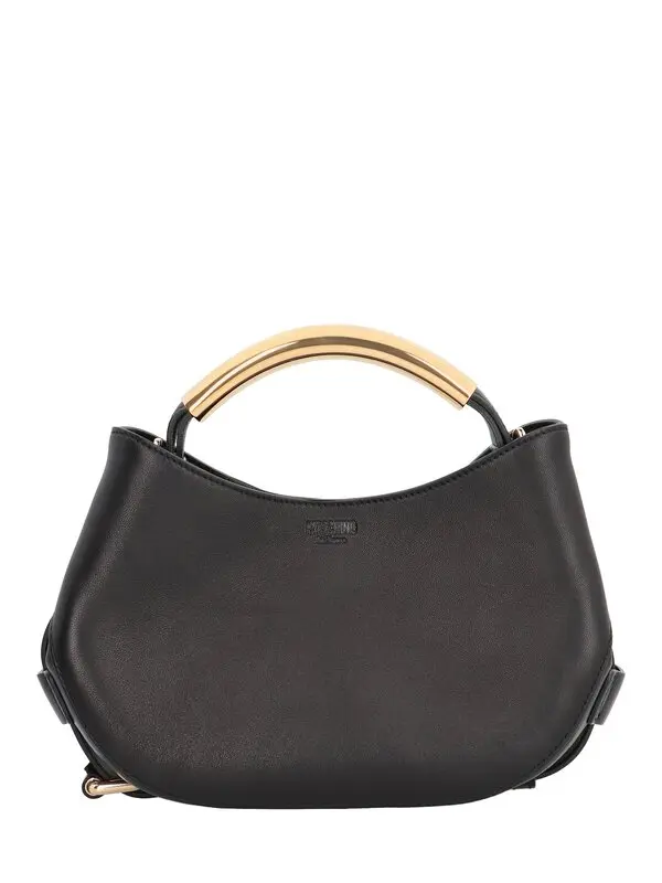 Moschino Mini Leather Handbag With Decorated Handle - Black