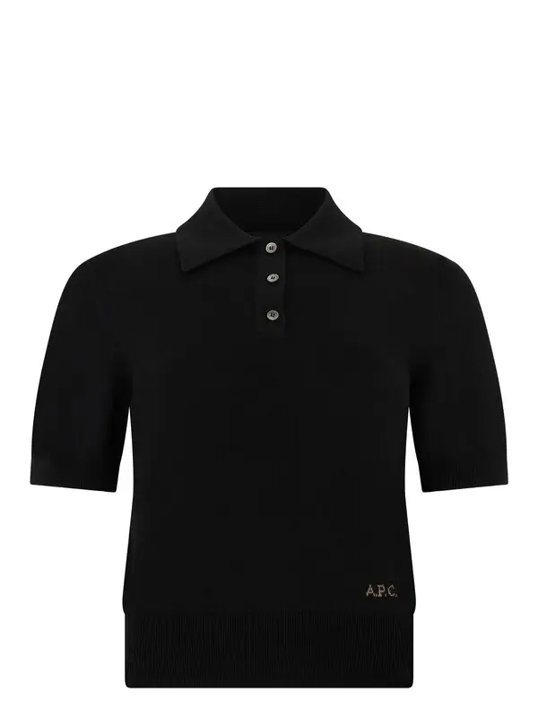 A.p.c. Short-sleeved Cotton Knit Polo - Black