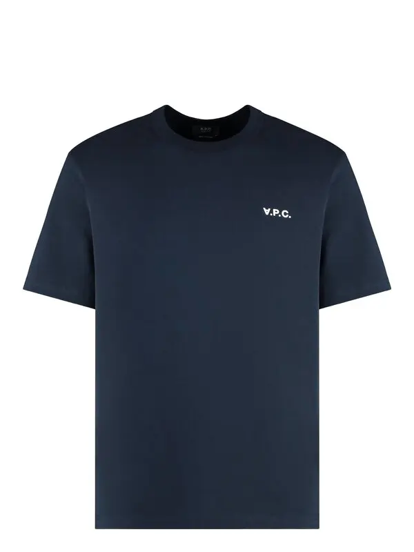 A.p.c. Cotton Boxy Fit Velvet Effect T-shirt - Blue