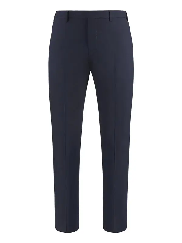 PT TORINO Stretch Wool Trousers With Two Back Welt Pockets - Blue