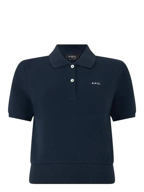 A.p.c. Soft Cotton Short-sleeve Polo Shirt With Embroidered Chest Logo - Blue