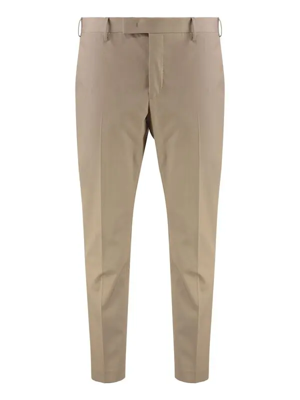 PT TORINO Slim Fit Silk-cotton Chino Trousers With Welt Pockets - Beige