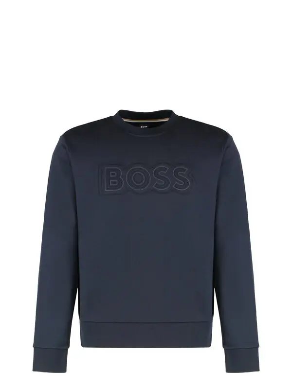 BOSS Logo Detail Cotton Sweatshirt - Blue