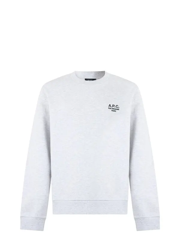 A.p.c. Cotton Crewneck Sweatshirt With Embroidered Logo - Heather Grey