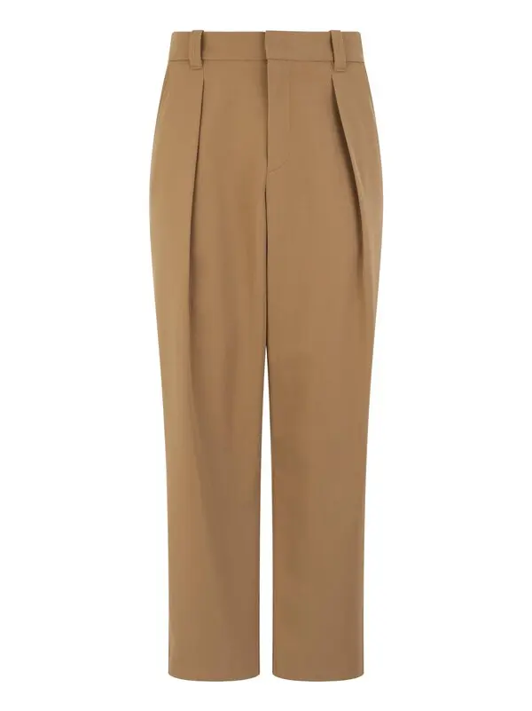 A.p.c. Pleated High-waist Cotton-blend Trousers - Camel