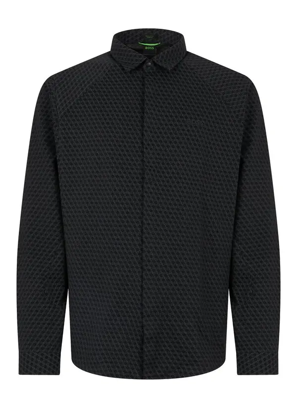 BOSS Printed Cotton Dress Shirt For - Black