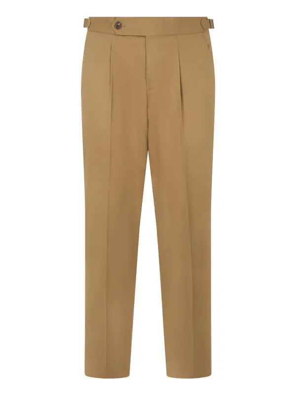 BOSS Tailored Straight-leg Cotton Blend Trousers - Beige
