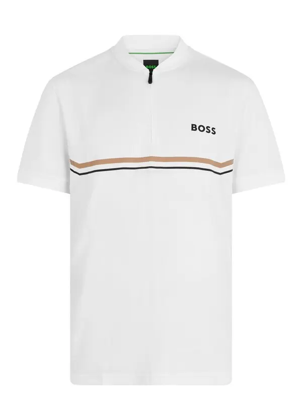 BOSS Elegant Zip Collar T-shirt - White