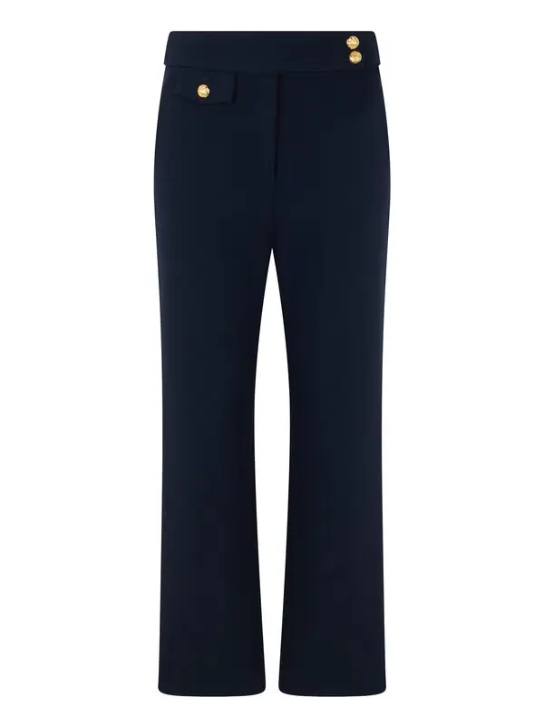Veronica Beard Slim Fit Tailored Trousers With Decorative Buttons - Blue