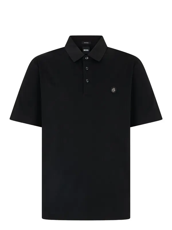 BOSS Short Sleeve Cotton Polo With Classic Collar - Black