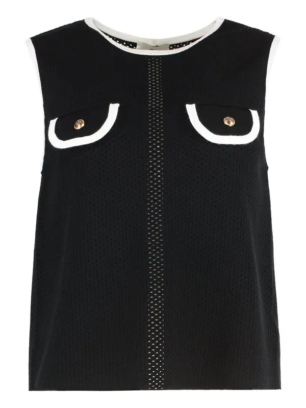 Elisabetta Franchi Tank Top With Flap Pockets And Back Bows - Black