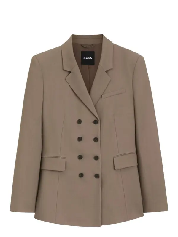 BOSS BLACK Double Breasted Tailored Jacket - Beige