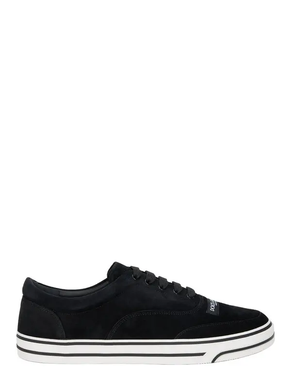 Dolce & Gabbana Low-top Suede Sneakers With Rubber Sole - Black