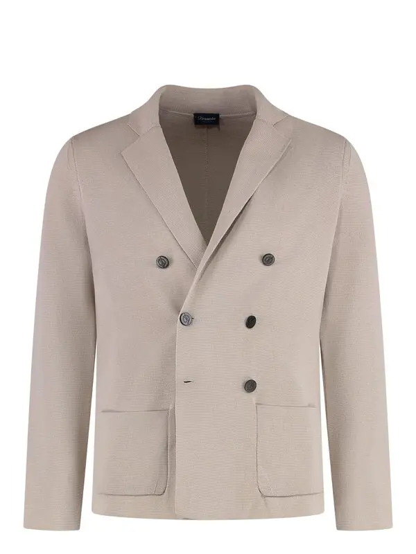 DRUMOHR Knit Cotton Double-breasted Blazer - Beige
