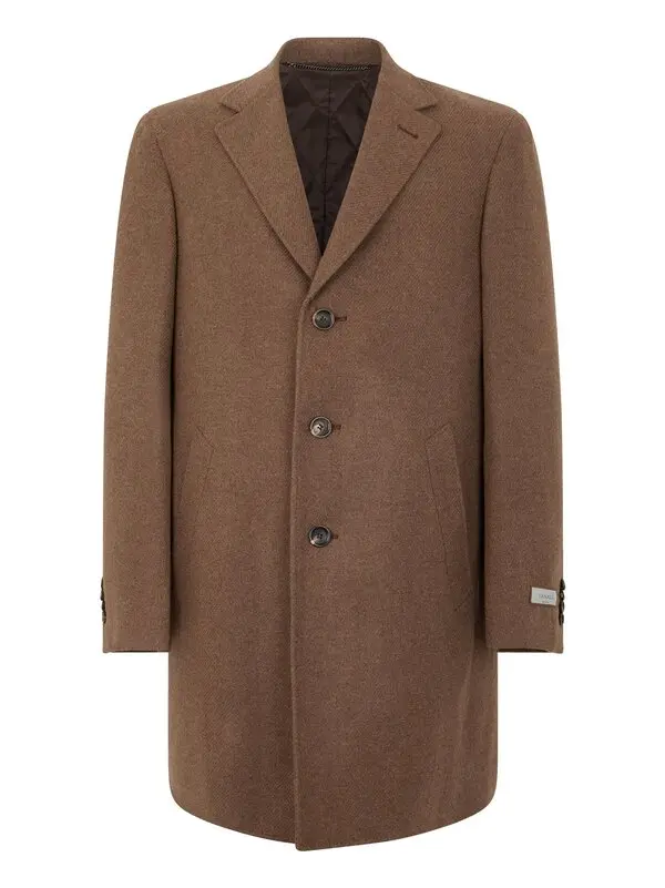 Canali Long Wool-cashmere Jacket - Brown