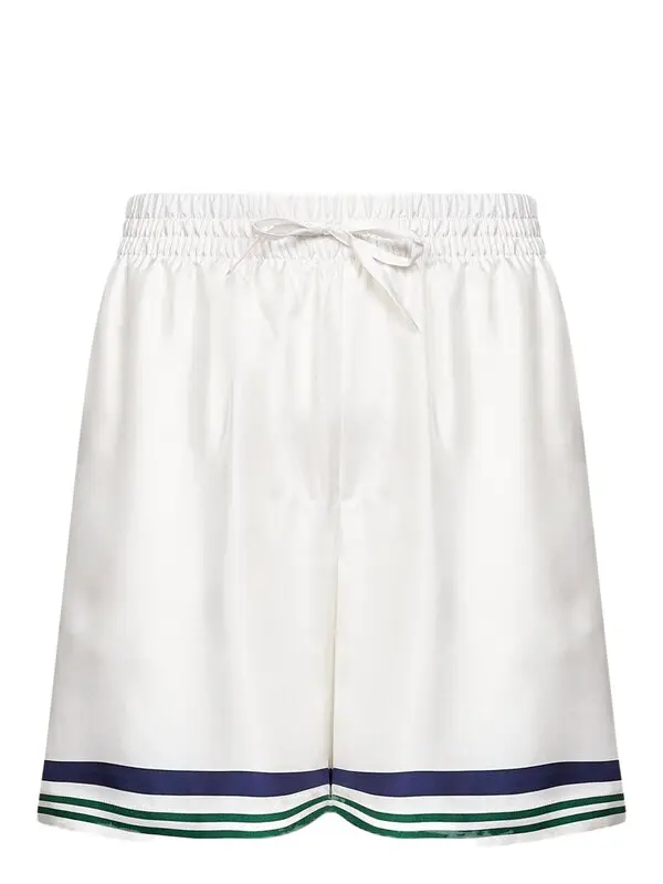 Casablanca Hotel Emblem Silk Shorts - White