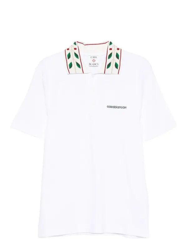 Casablanca Logo-embroidered Polo Shirt - White
