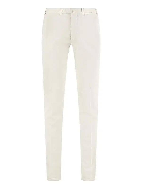 THE ALPHABET The Stretch Cotton Chino Trousers With Welt Back Pockets - Beige