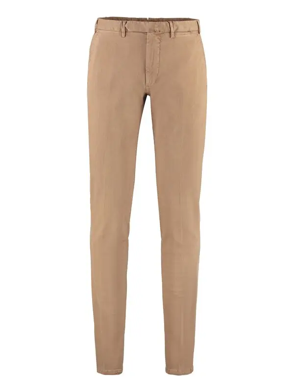 THE ALPHABET The Stretch Cotton Chino Trousers With Welt Back Pockets - Camel