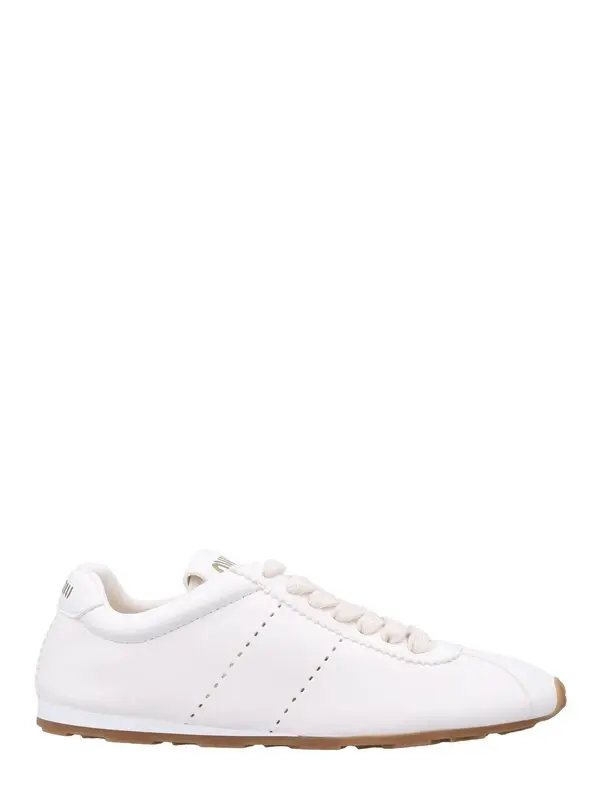 Miu Miu Plume Nappa Leather Perforated Sneakers - Bianco
