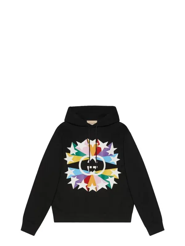 Gucci Hooded Sweatshirt With Graphic Print - Black