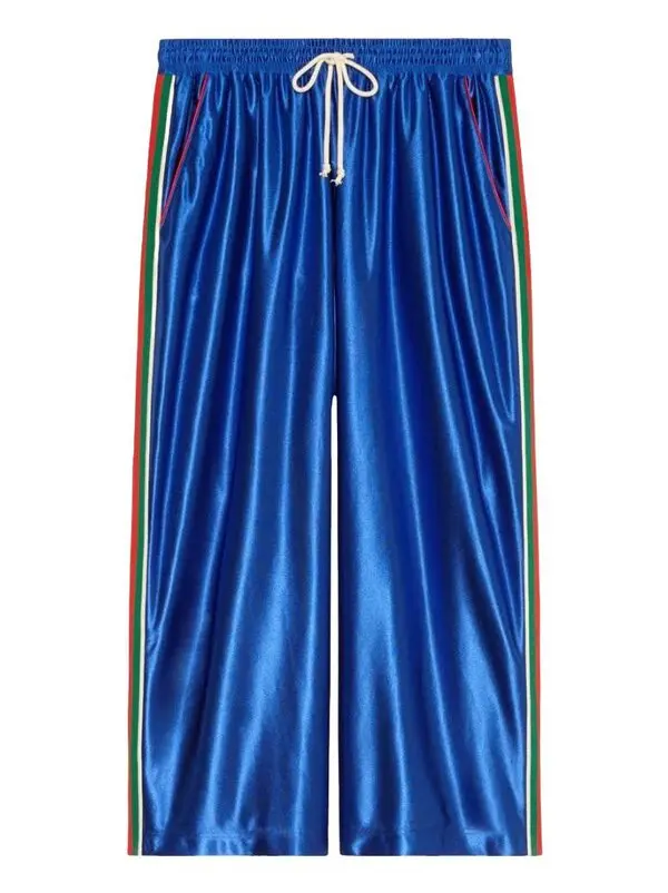 Gucci Blue Satin Straight-leg Track Pants - Bluette