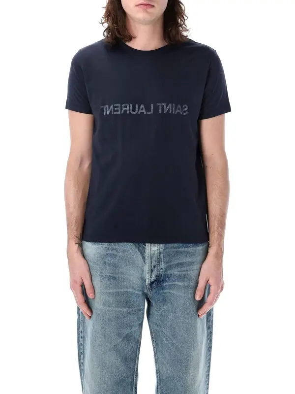 Saint Laurent Reverse Logo Tee - Blue