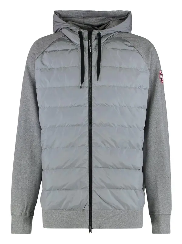 Canada Goose Hybridge Down Cardigan With Padded Front Panel And Hood - Grey