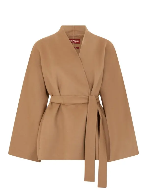 Max Mara Belted Virgin Wool Cape - Camel