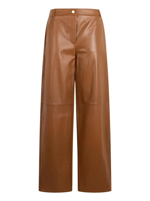 Max Mara High-waist Wide-leg Leather Trousers - Camel
