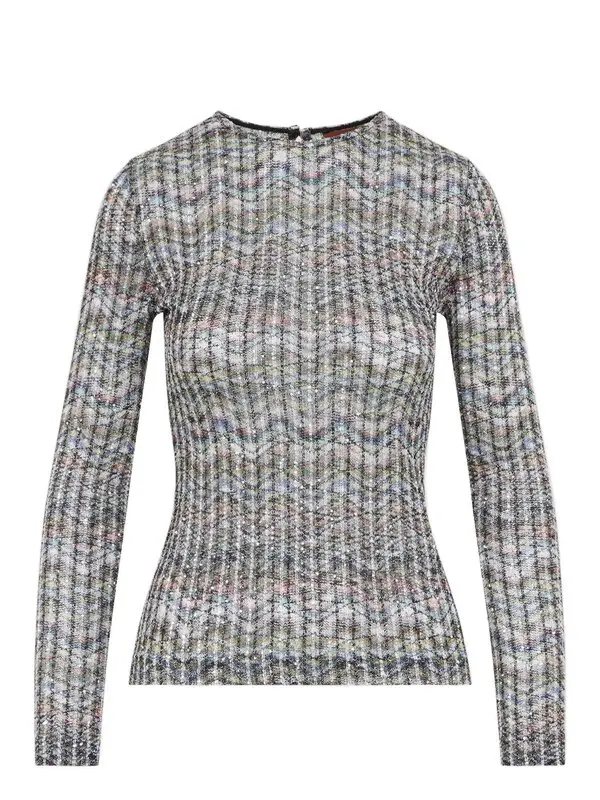 Missoni Viscose Crewneck Sweater With Mesh Detail - Multicolour